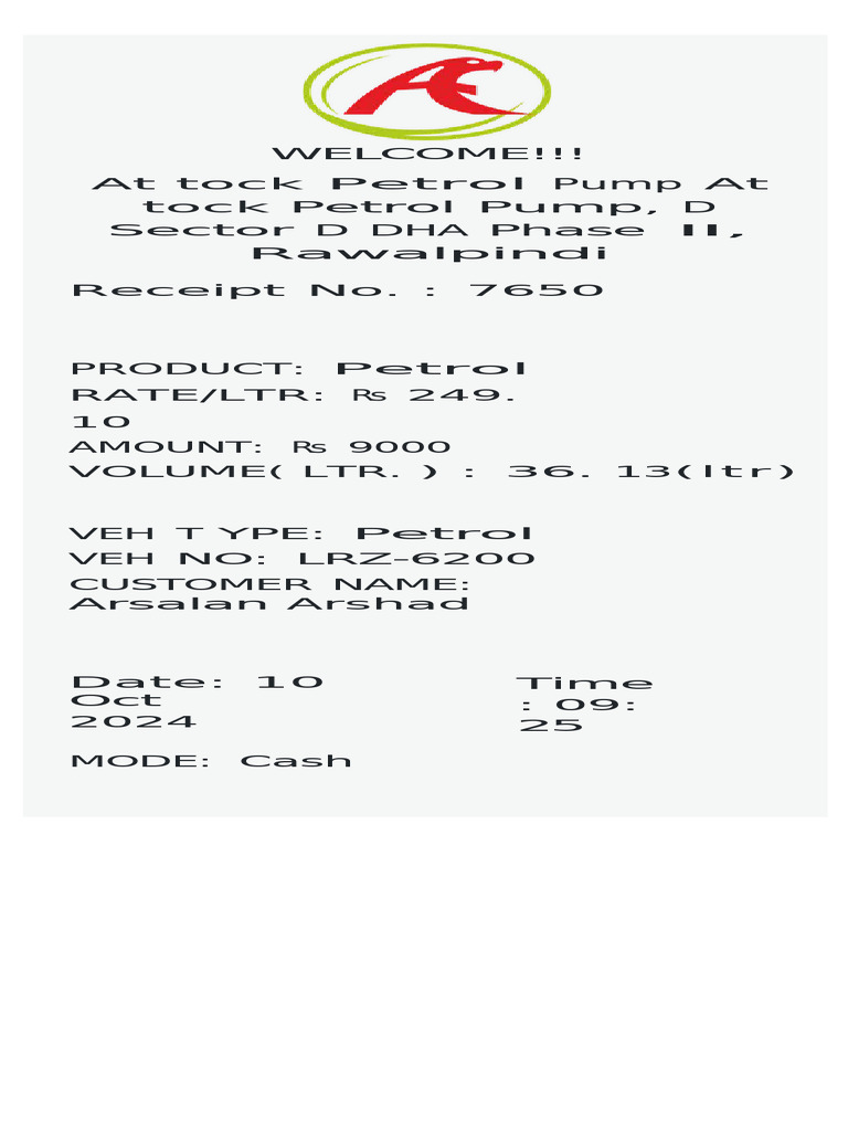 Fuel Bill Template 3 | PDF
