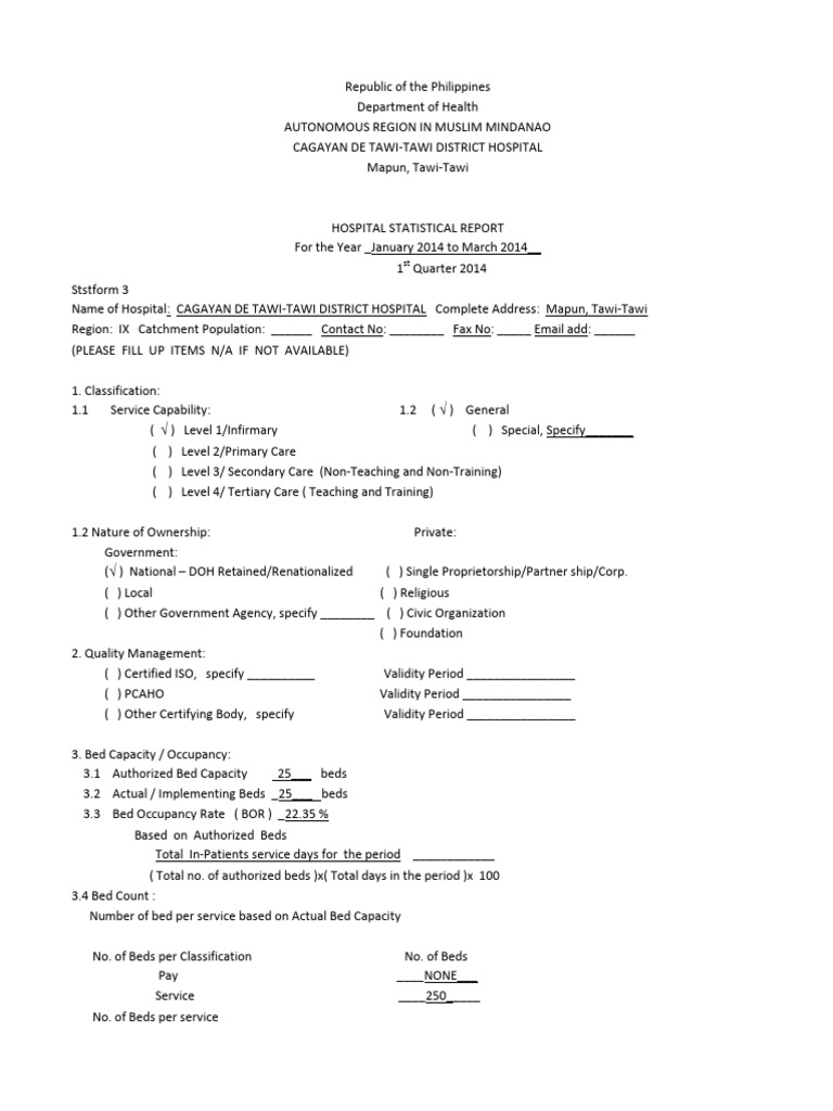 Cagayan de Tawi-Tawi Hospital Report | PDF | Pathology | Medical ...