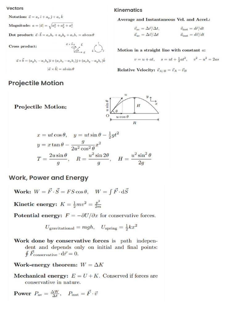 Physics Important Formulae | PDF