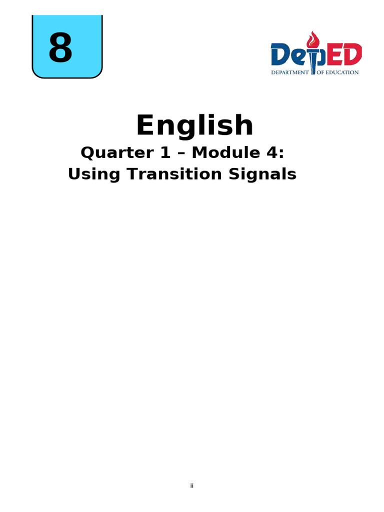 Transition Signals in Writing Exercises | PDF | Sentence (Linguistics ...