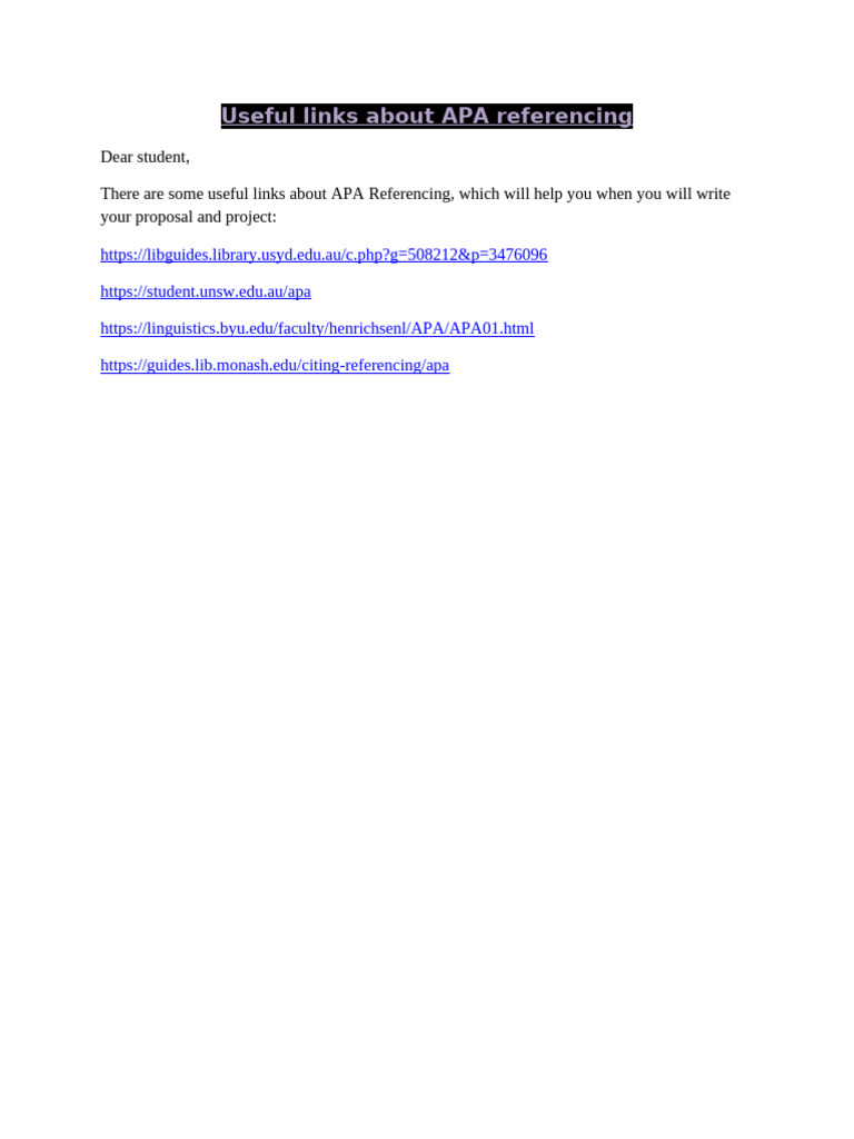 Useful Links About APA Referencing | PDF