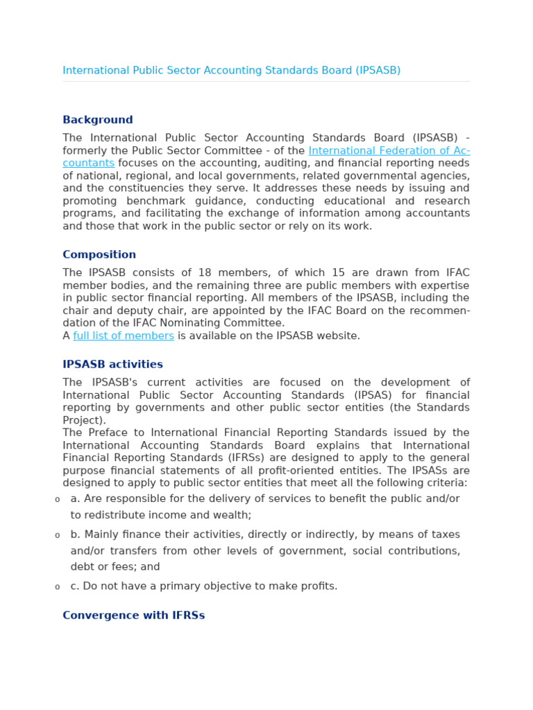International Public Sector Accounting Standards Board | PDF | Fair ...