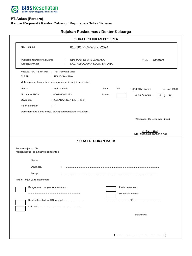 Surat Rujukan Bpjs 2025 | PDF