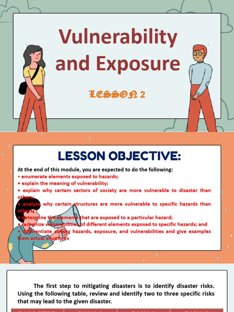 Lesson 2 (Vulnerability and Exposure) | PDF | Hazards | Emergency ...