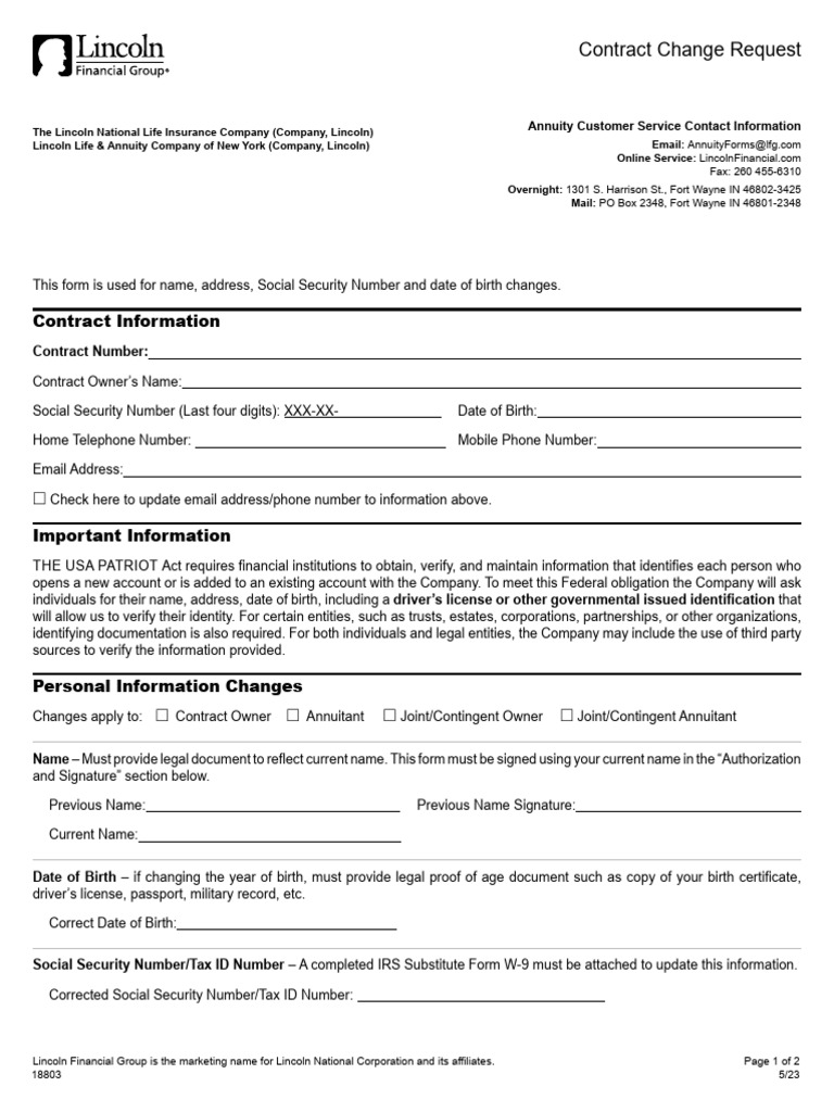 Contract Change Request | PDF | Social Security Number | Identity Document