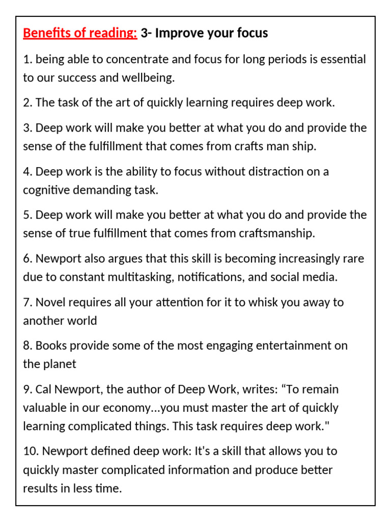 Enhance Focus Through Deep Reading | PDF