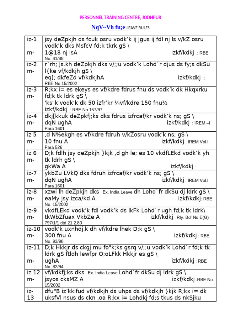 1305450612188-Leave Rules Hindi | PDF
