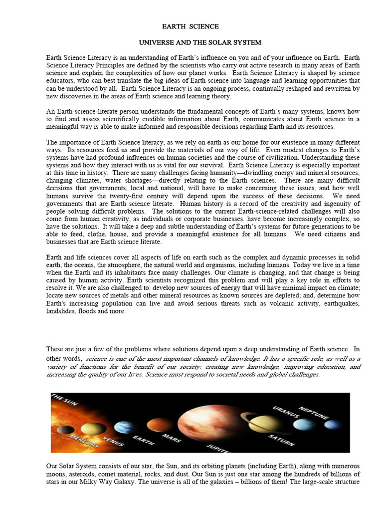 Lesson 1 - Earth Science | PDF | Solar System | Earth