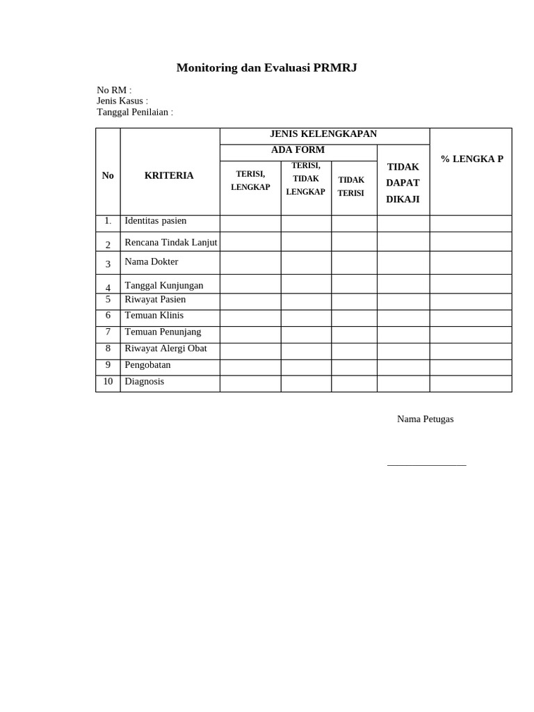 Monitoring Dan Evaluasi PRMRJ | PDF