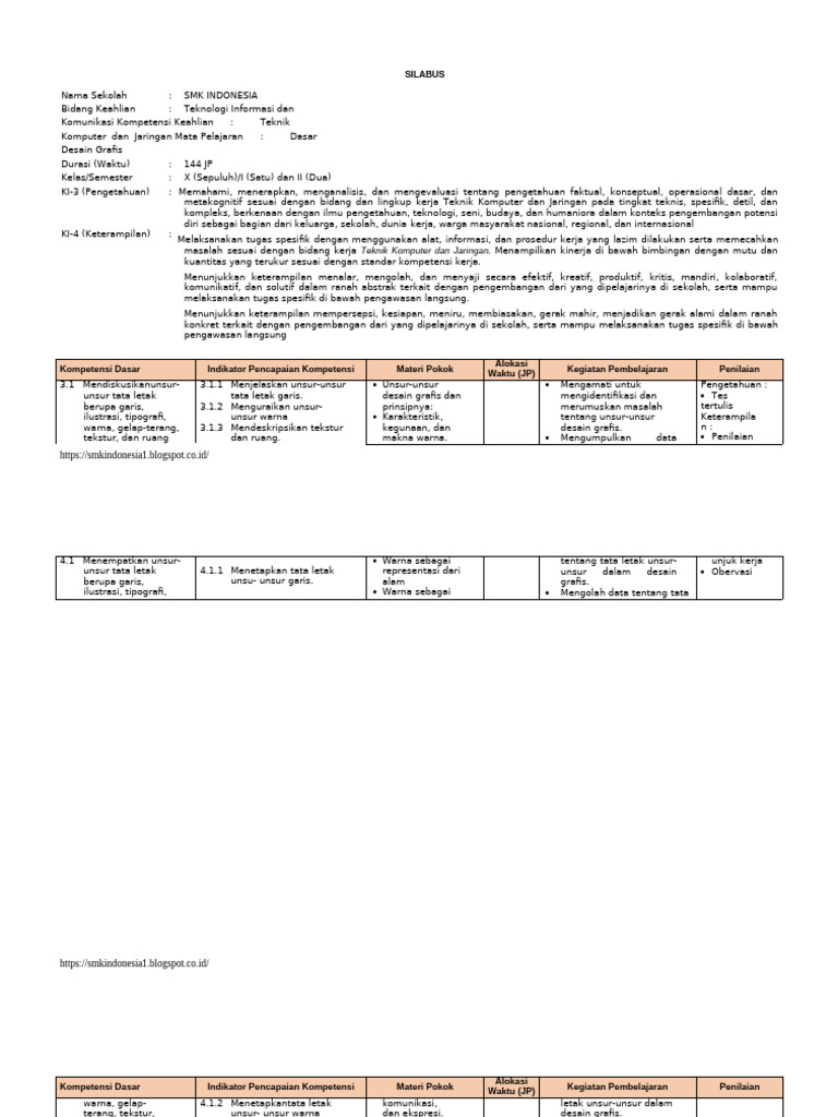 SILABUS Dasar Desain Grafis | PDF