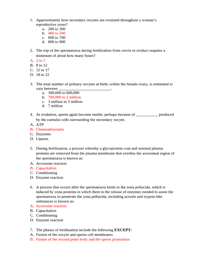 Obs Anatomy 2 Questions, Pbm4 and Rm6 | PDF | Fertilisation | Anatomy