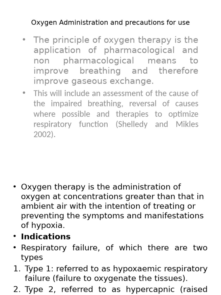 Oxygen Administration and Precautions For Use | PDF | Respiratory ...