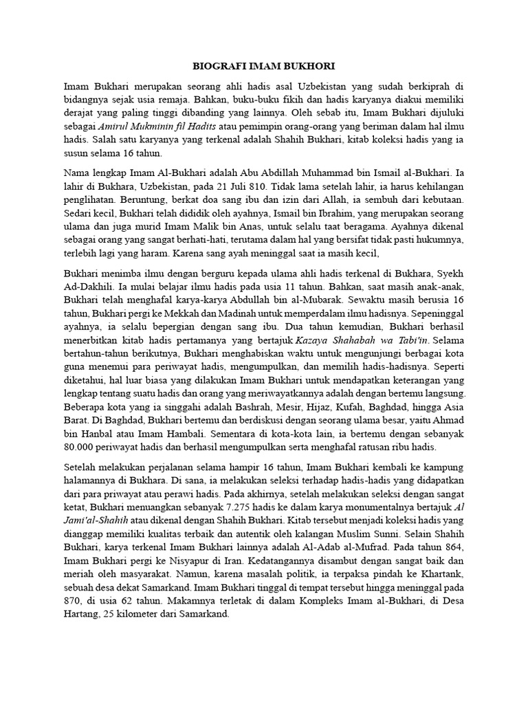 Biografi Imam Bukhori | PDF