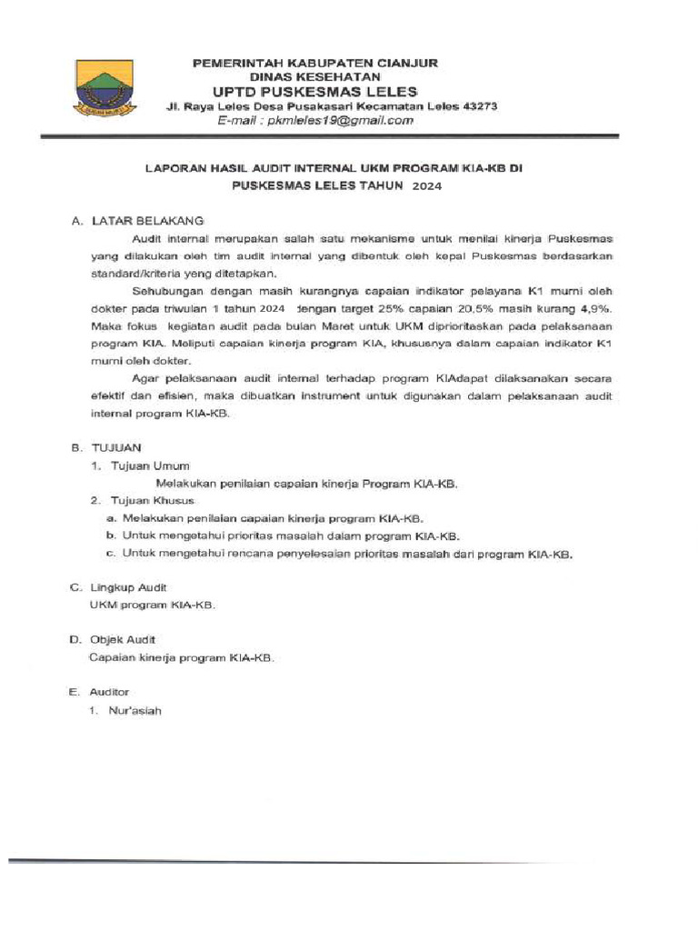 Laporan Hasil Audit Internal 2024 | PDF