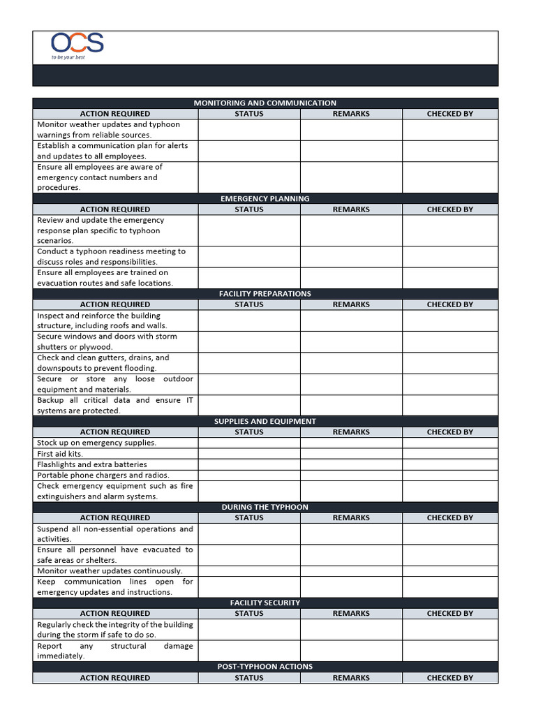 Typhoon Readiness Checklist | PDF | Emergency Management | Safety