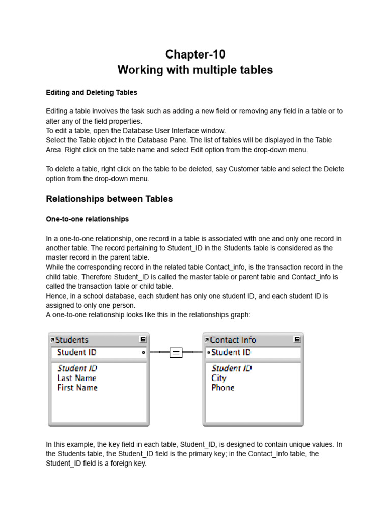 Chapter 10 Working With Multiple Tables Pdf Data Management Databases