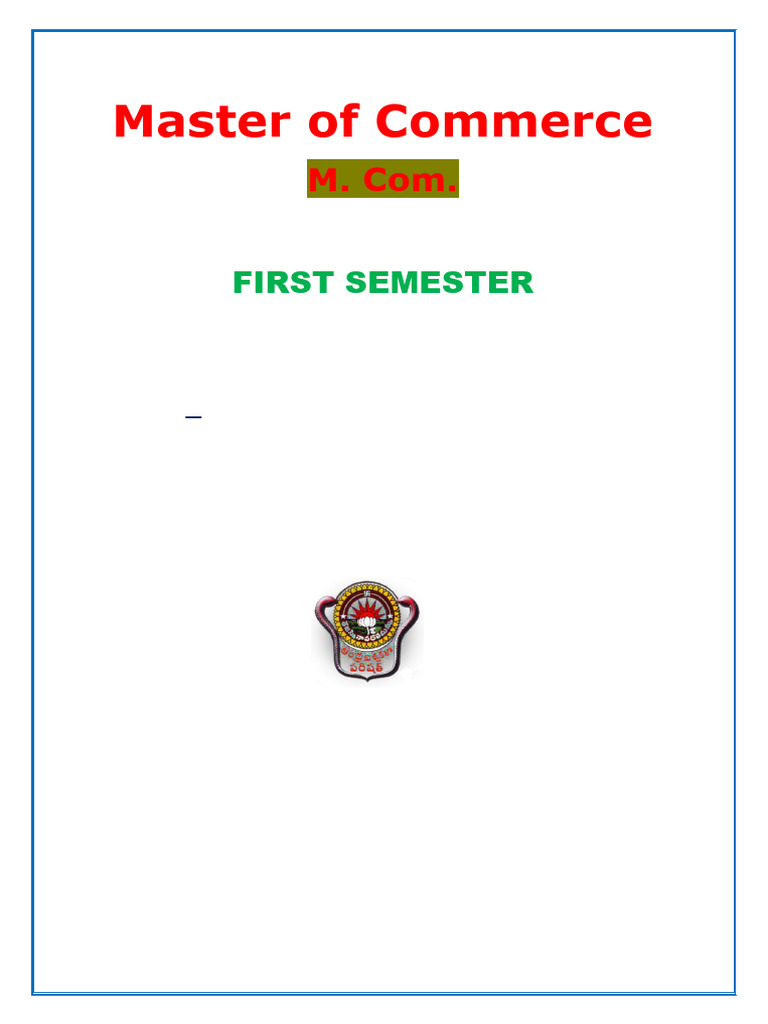 Master of Commerce: M. Com | PDF | Financial Accounting | Cost Accounting