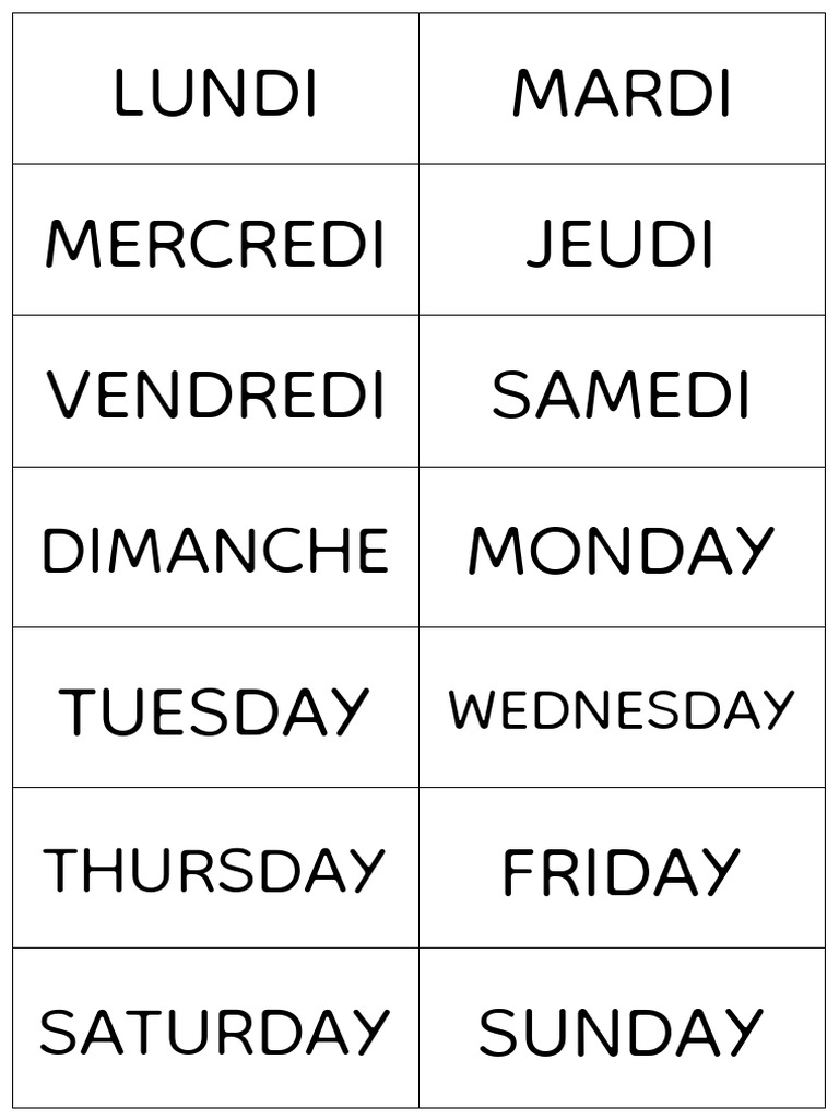 French-English Days of the Week | PDF