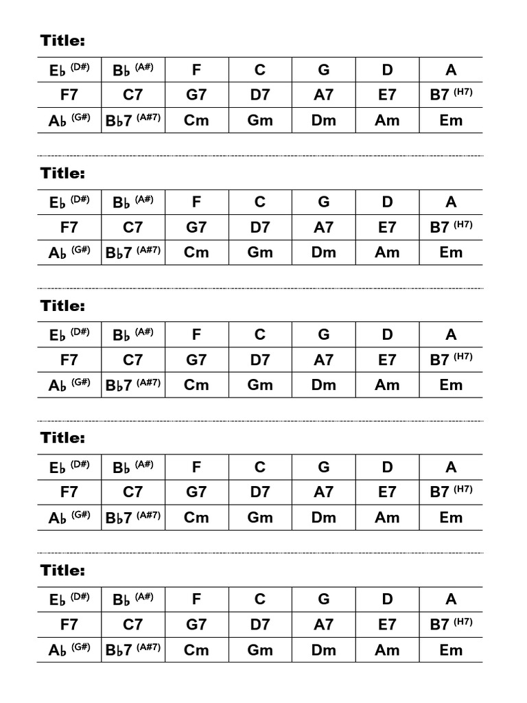 (Autoharp) Chromatic 21 Chords Grid | PDF