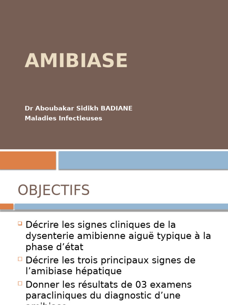 Amibiase : Diagnostic et Traitement | PDF | Spécialités médicales ...