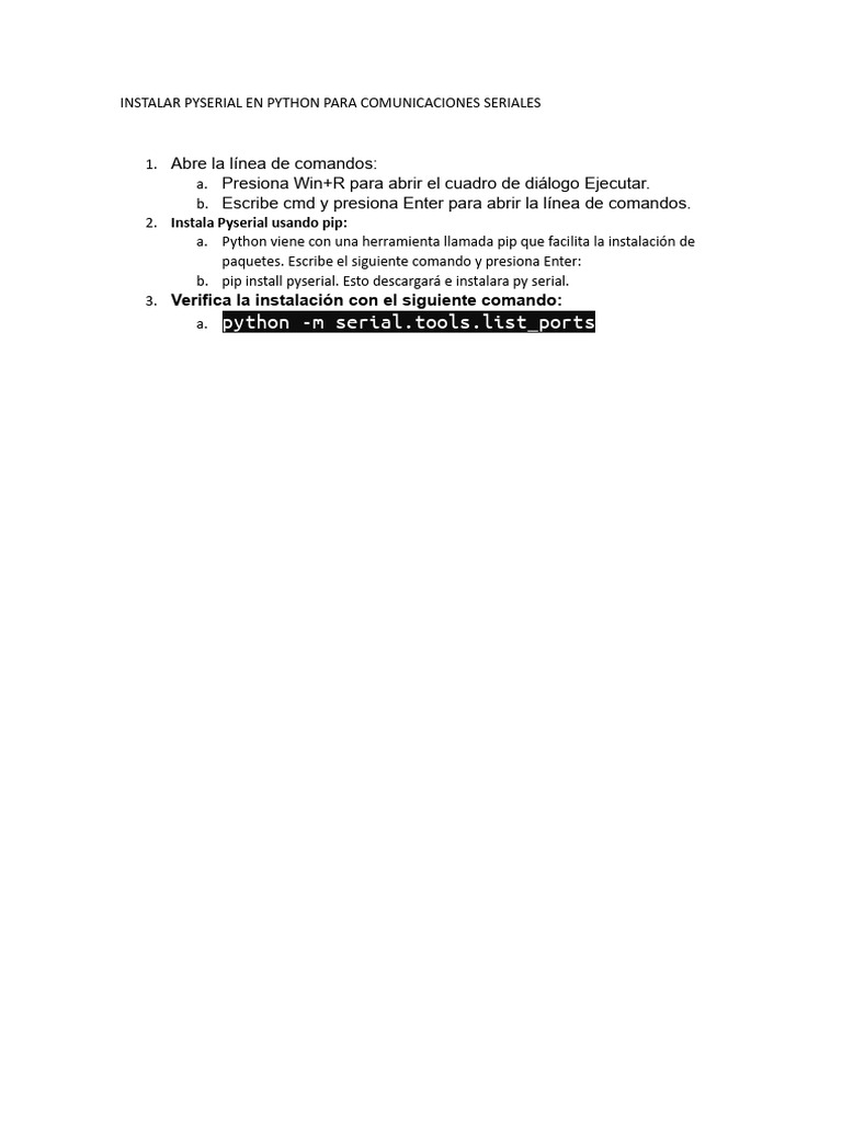 Instalar Pyserial en Python para Comunicaciones Seriales | PDF