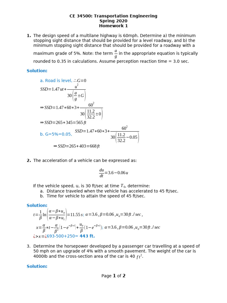 SOLUTION1 | PDF | Transport