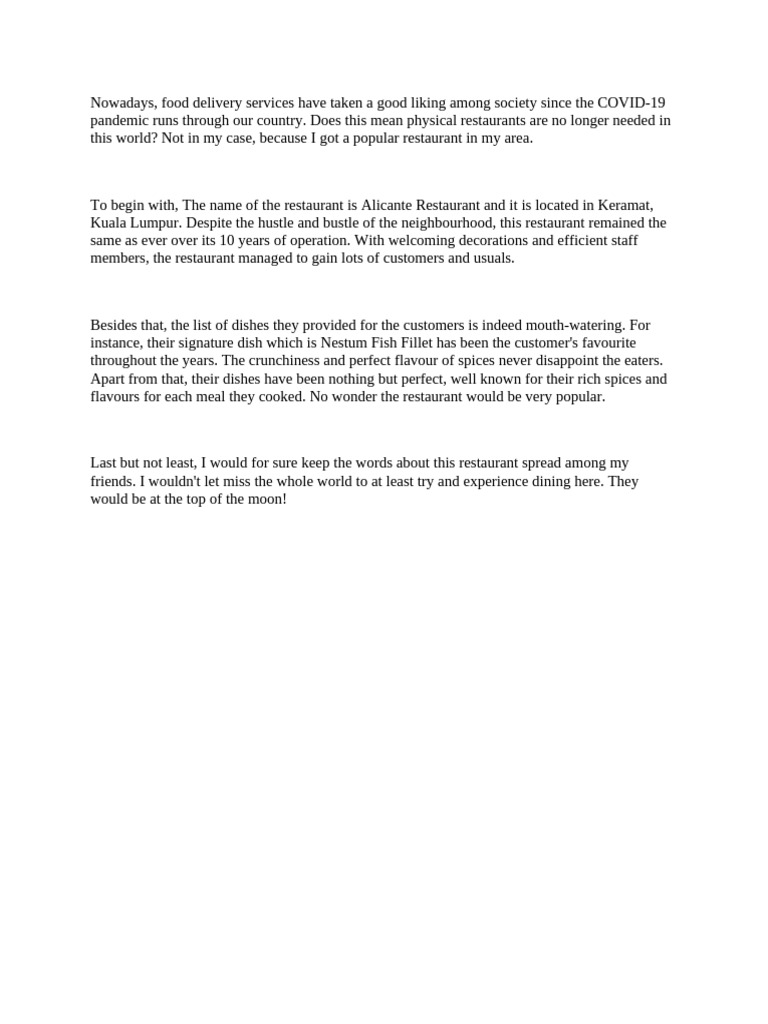 Restaurant Review | PDF