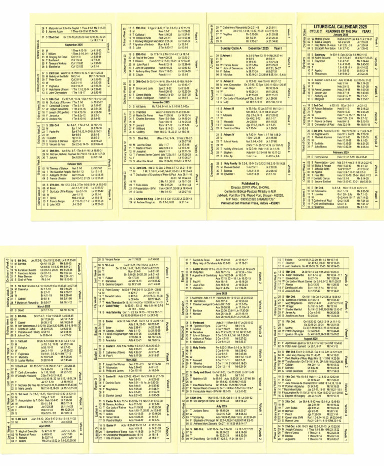 Liturgical Calendar 2025 Overview | PDF | Christian Festivals And Holy Days