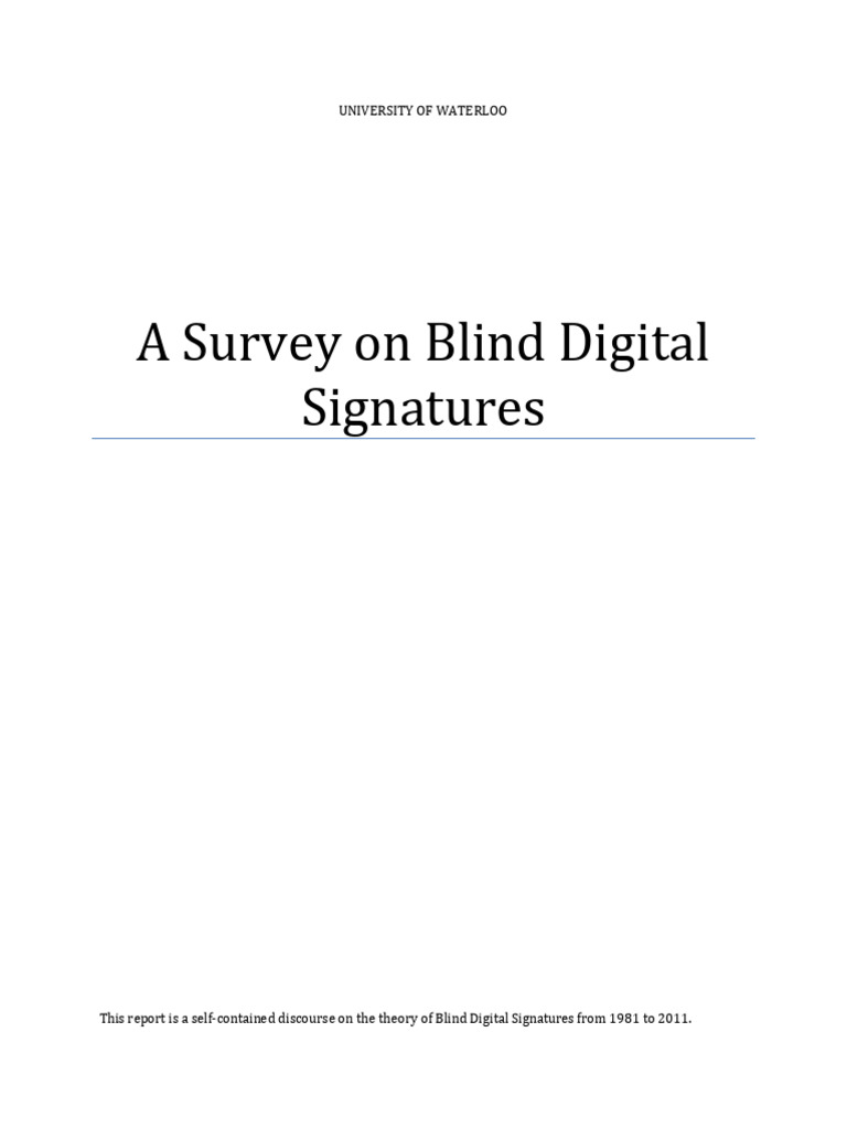 A Survey On Blind Digital Signatures | PDF | Public Key Cryptography ...