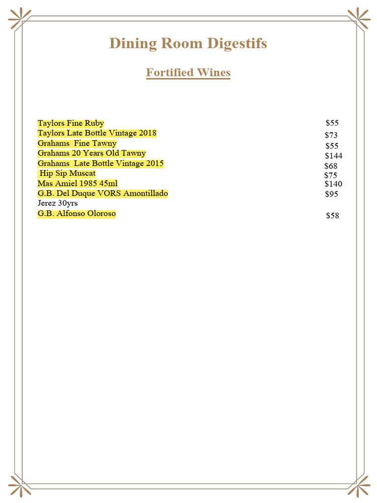 0DR Digestifs Menu | PDF