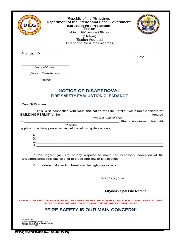 FSED 8F Notice of Disapproval NOD For FSEC Rev01 | PDF | Civil Defense ...
