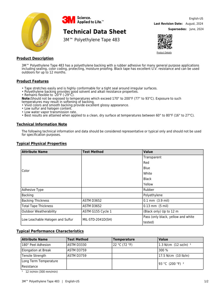 3M Polyethylene Tape 483 | PDF | Safety | Legal Remedy