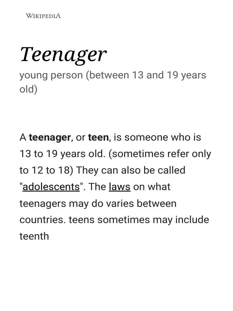 Teenager - Simple English Wikipedia, The Free Encyclopedia | PDF ...
