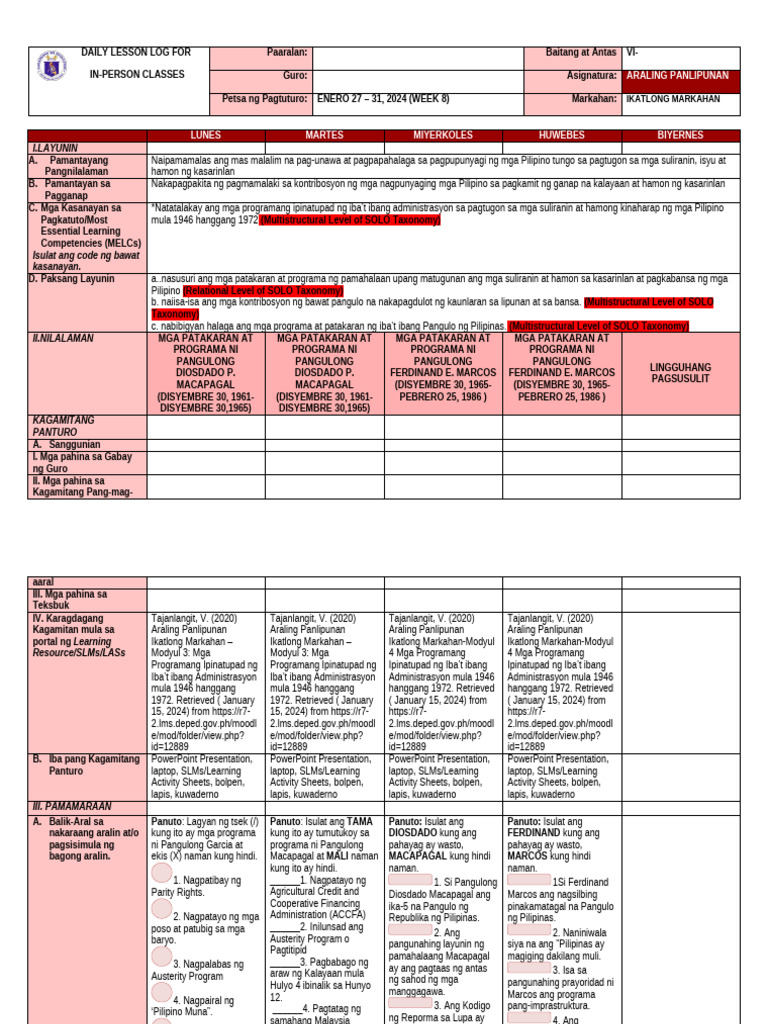 Q3 - Ap - DLL - Week 8 | PDF