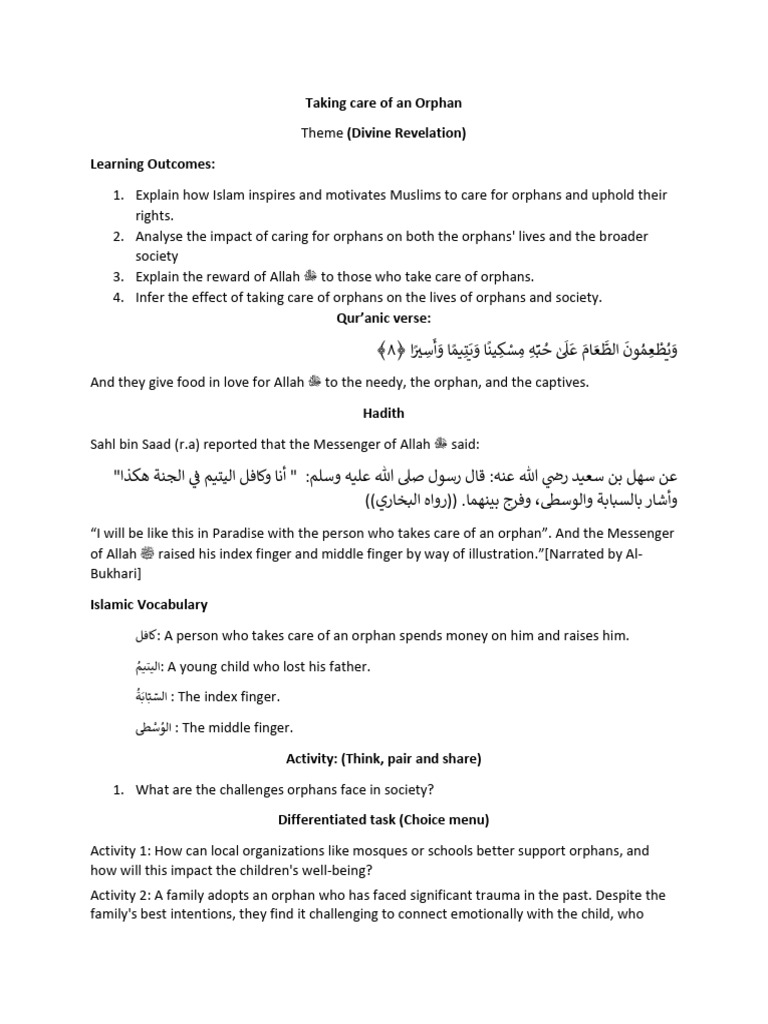 Caring for Orphans in Islam: Insights and Impact | PDF | God In Islam ...