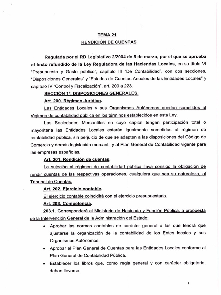 Tema 21 - Rendición de Cuentas | PDF