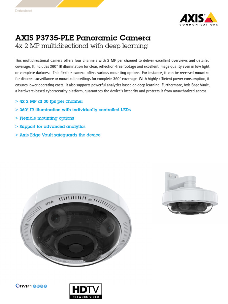 Datasheet Axis p3735 Ple Panoramic Camera en US 443423 | PDF | Camera | Video