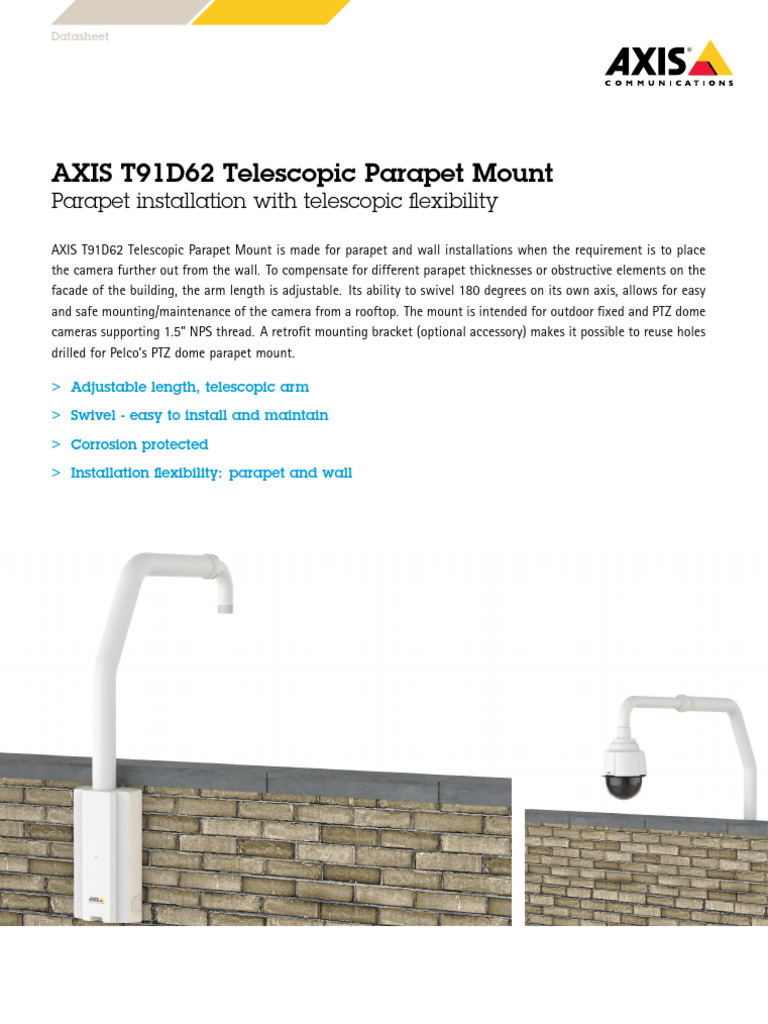 Datasheet Axis t91d62 Telescopic Parapet Mount en US 273439 | PDF ...