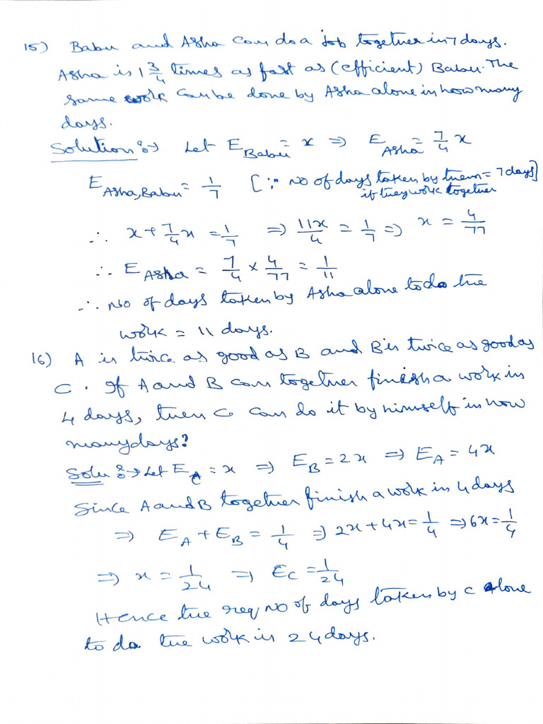 Time and Work Problems 10 | PDF