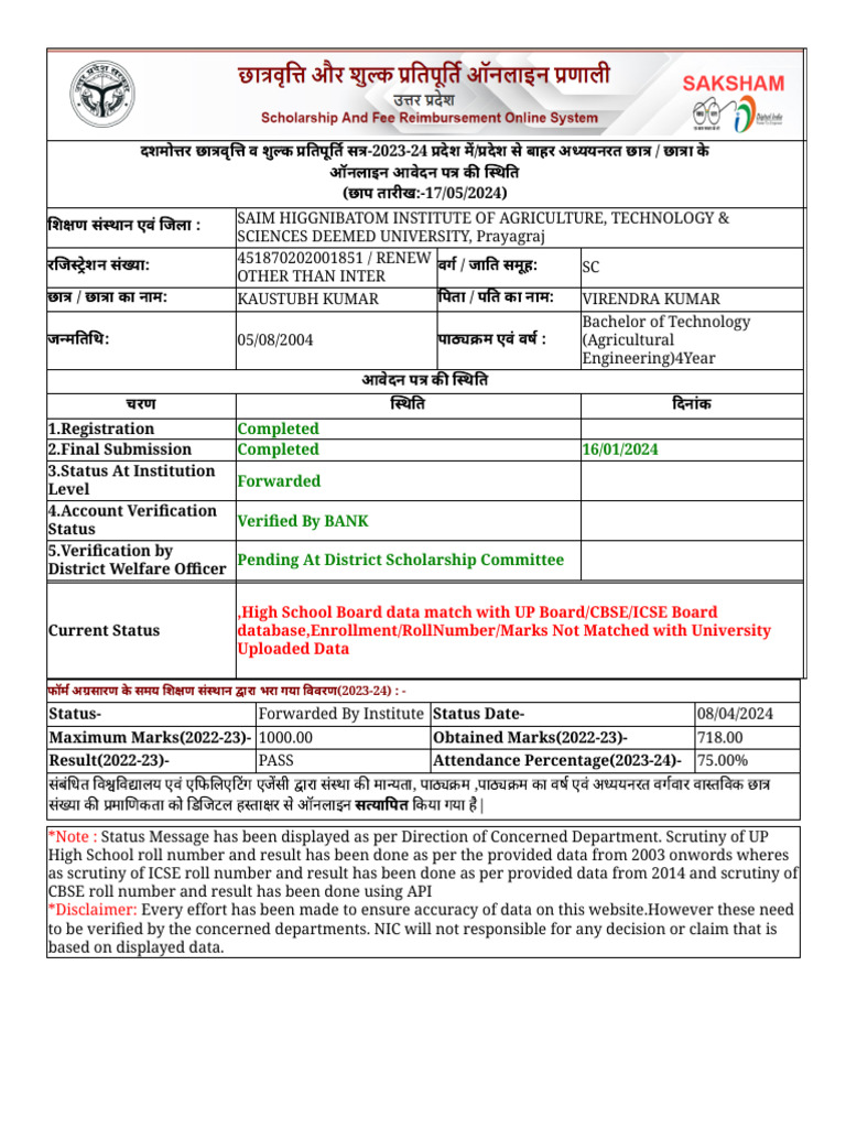 Application Form Status Details | PDF | Computing | Information Technology