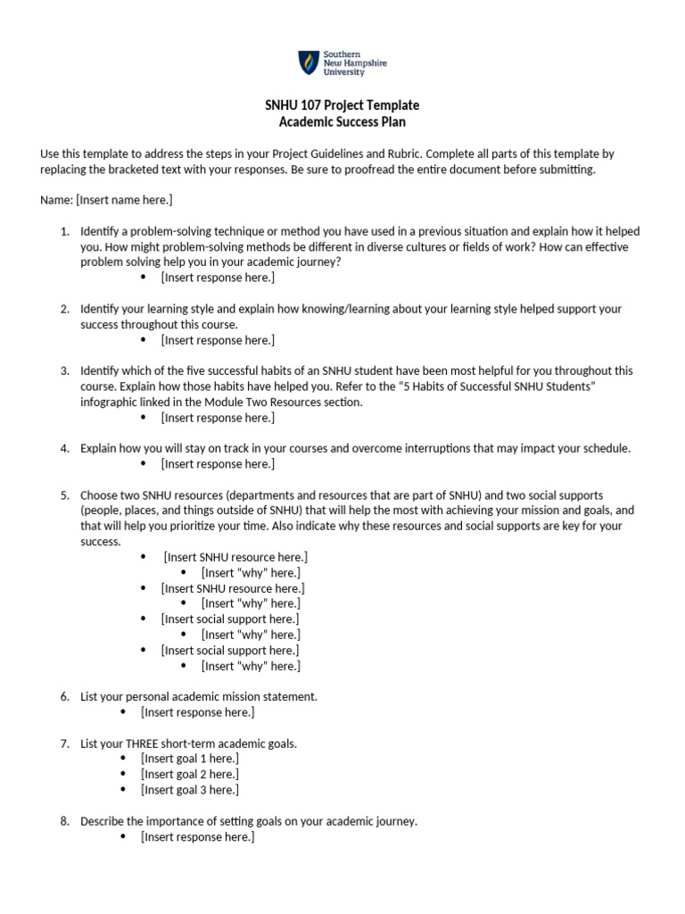 SNHU 107 Project Template | PDF | Cognition | Behavior Modification