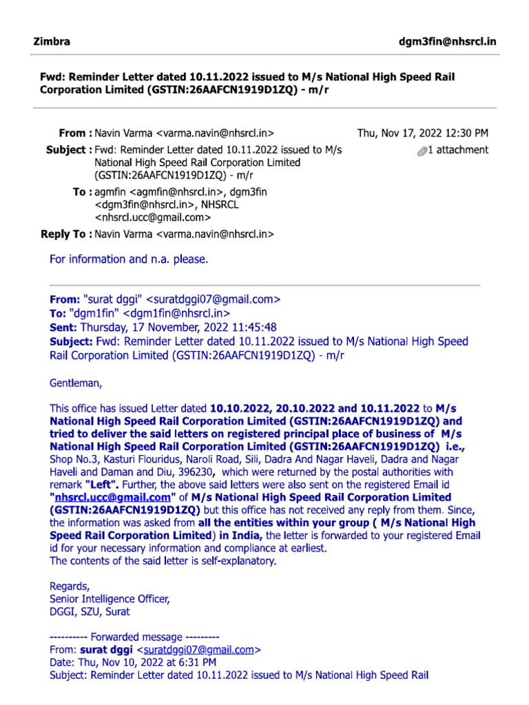 Email From GST Dept | PDF