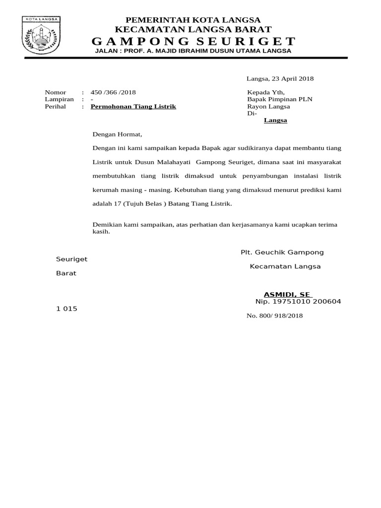 Surat Balasan Surat Permohonan Dinas | PDF