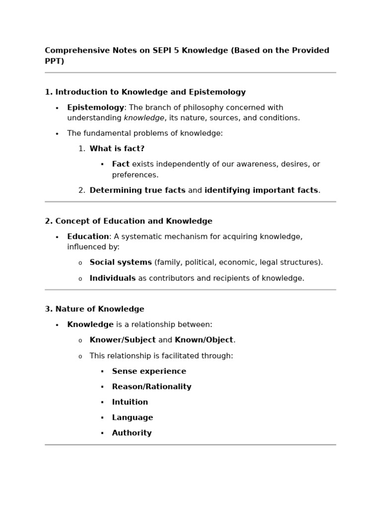 Philosophy Notes 1 | PDF | Metaphysics | Knowledge
