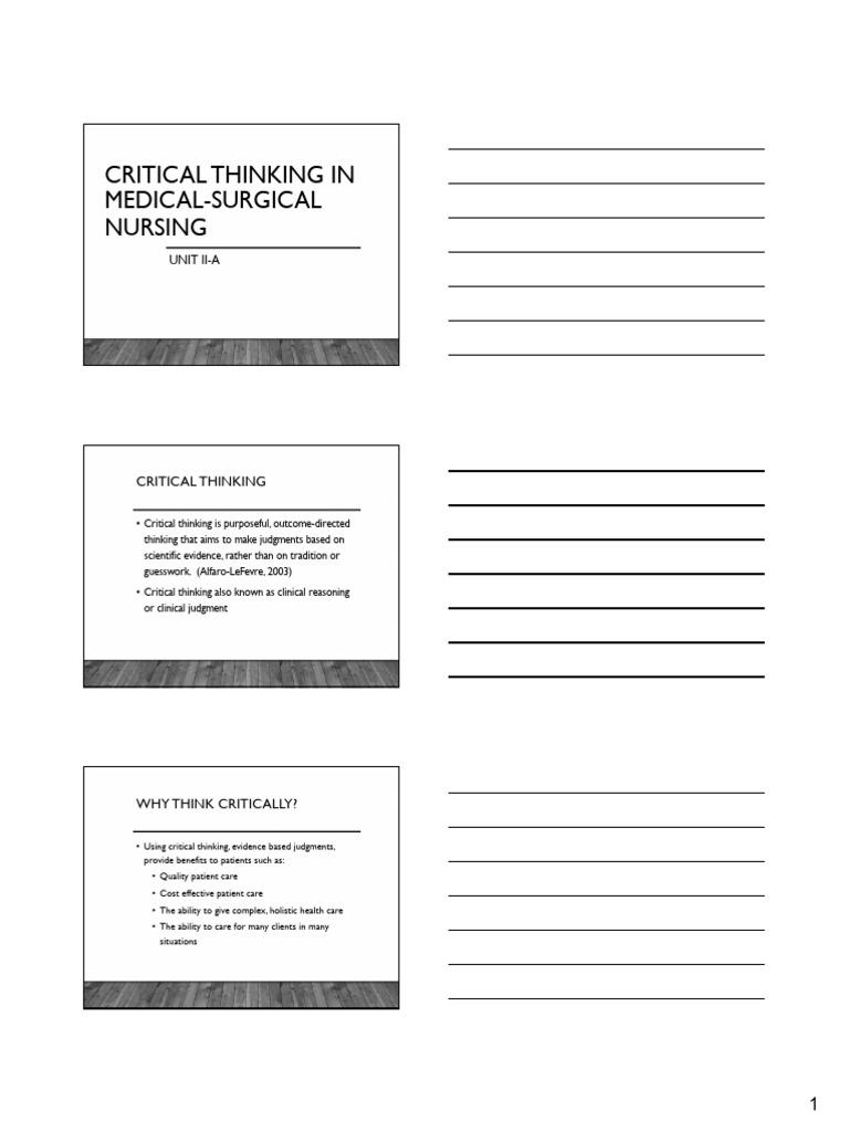 UNIT+II a+Critical+Thinking+in+MedSurg+Nursing | PDF | Critical ...