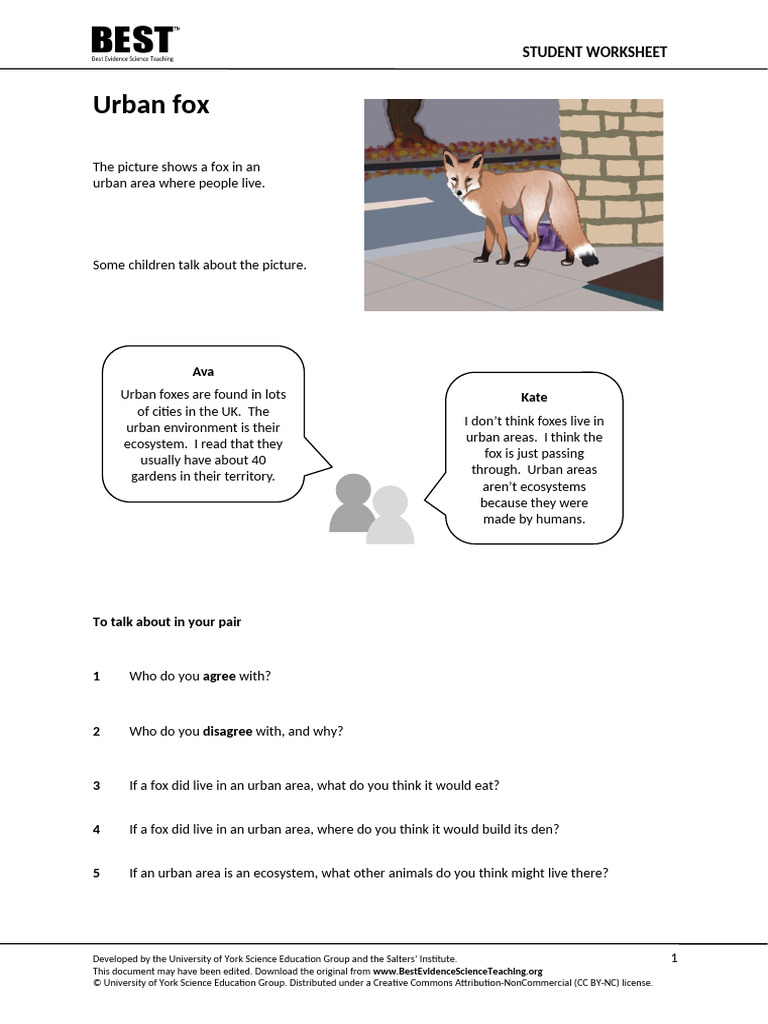 BEST - BOE - 2 - 1 - Response - Urban Fox | PDF | Natural Environment ...