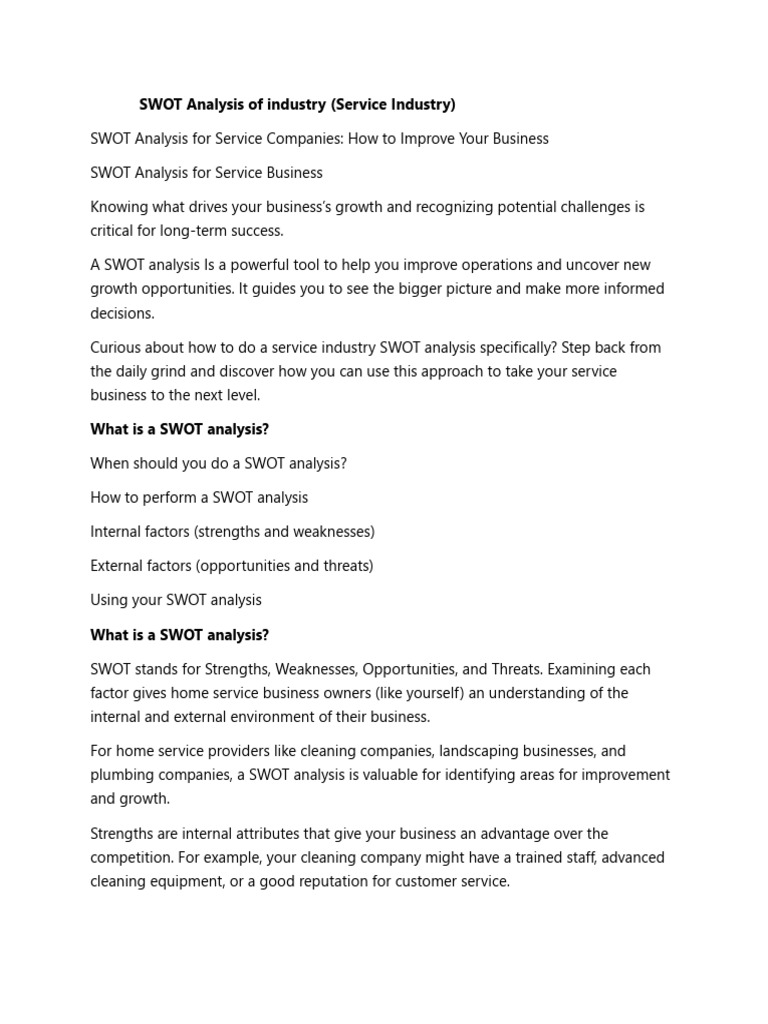Assignment no. 2 SWOT ANALYSIS | PDF | Swot Analysis | Employment