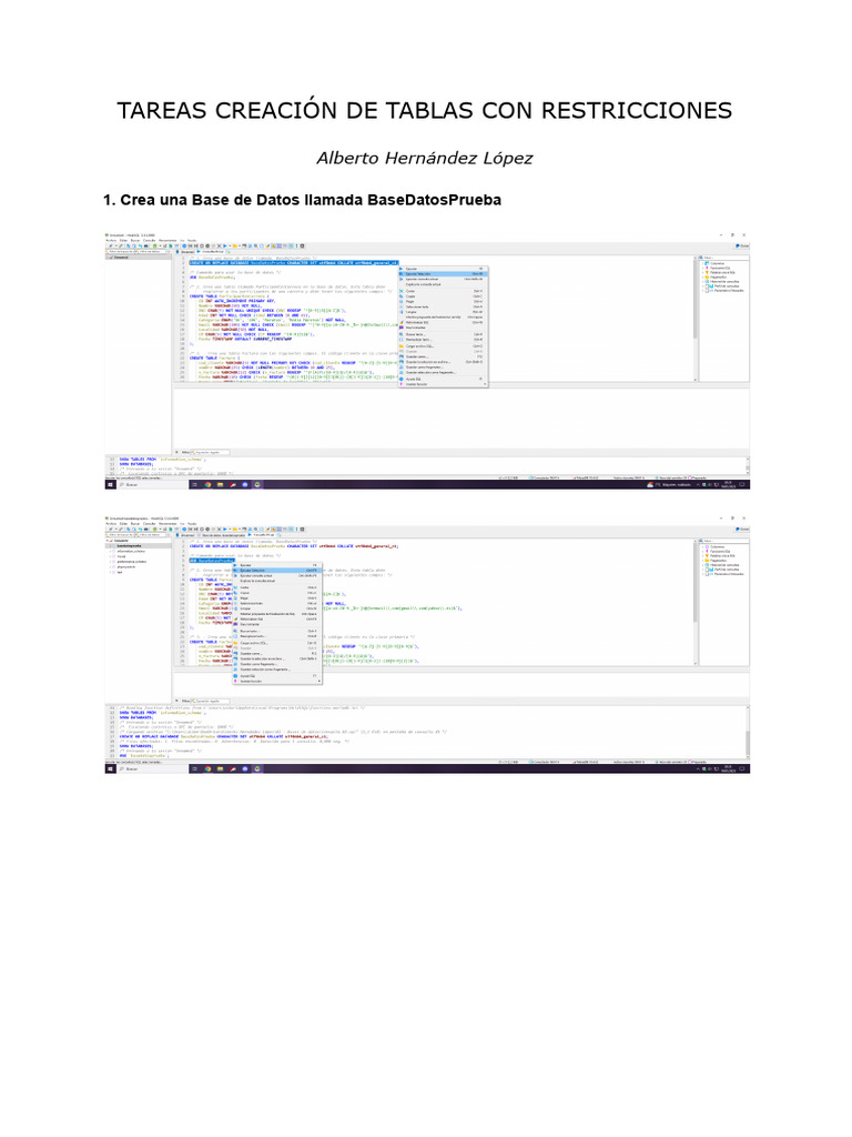 Creación de Tablas en Base de Datos | PDF