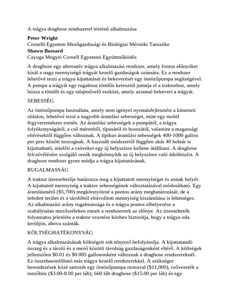 A trágya draghose rendszerrel történő alkalmazása | PDF