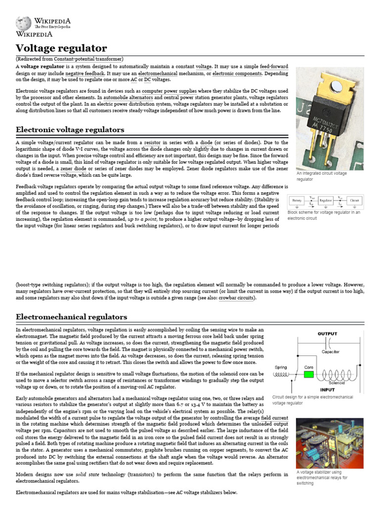Voltage Regulator: Types and Functions | PDF | Electric Generator ...